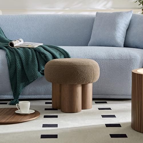 Soft Round Mushroom Pouf Ottoman – Plush Footrest with Non-Skid Base ...