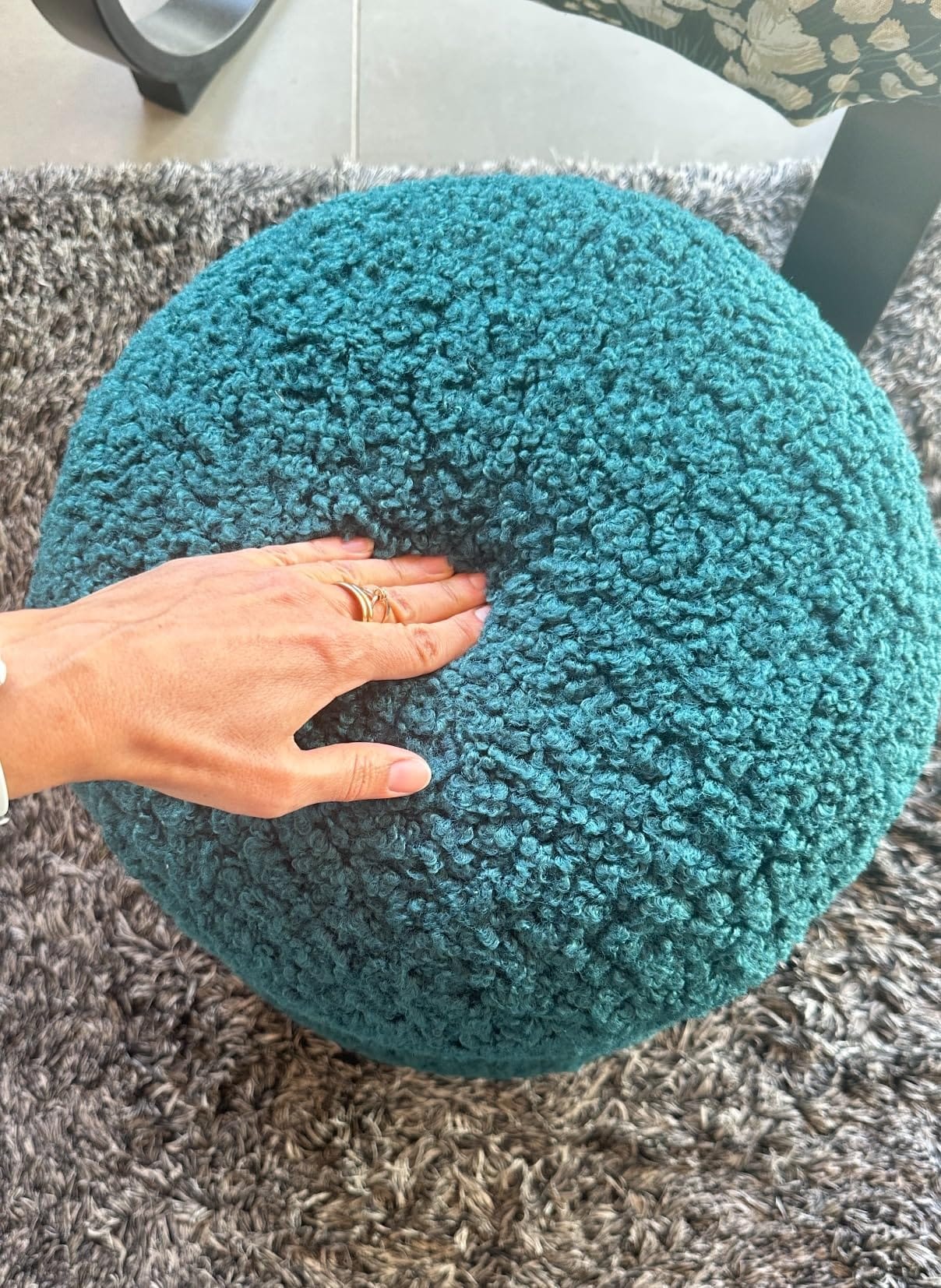 Soft Round Mushroom Pouf Ottoman – Plush Footrest with Non-Skid Base ...