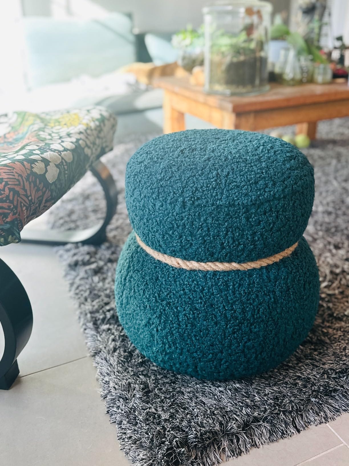 Soft Round Mushroom Pouf Ottoman – Plush Footrest with Non-Skid Base ...