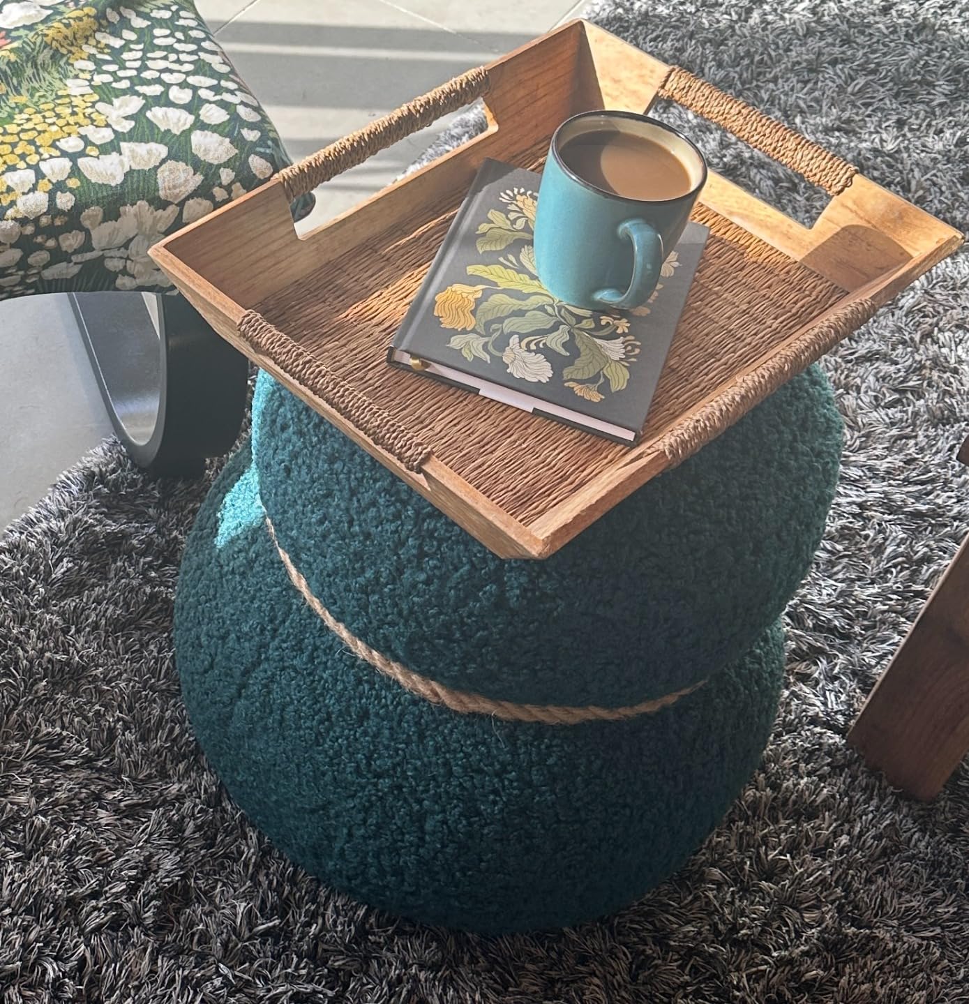 Soft Round Mushroom Pouf Ottoman – Plush Footrest with Non-Skid Base ...